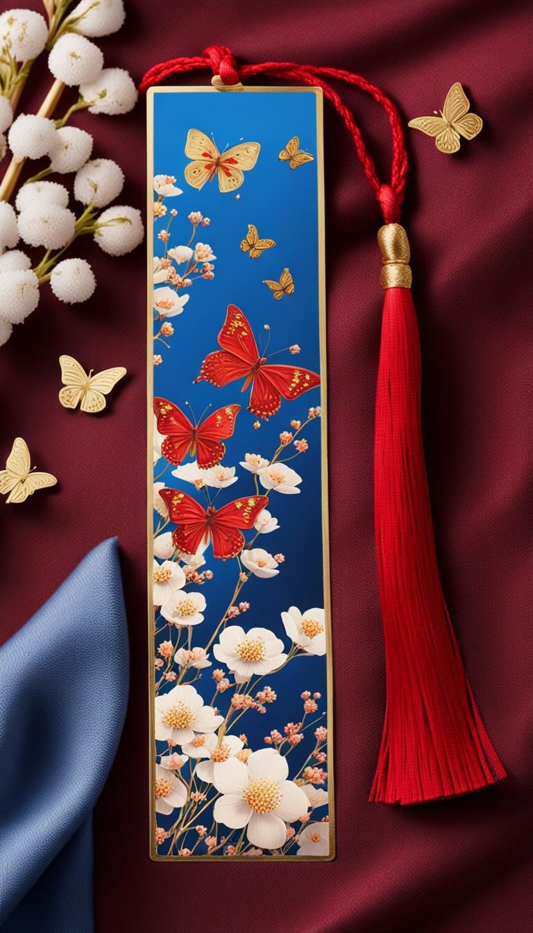 exquisite classical creative Bookmark with Tassel in tones of red and ...