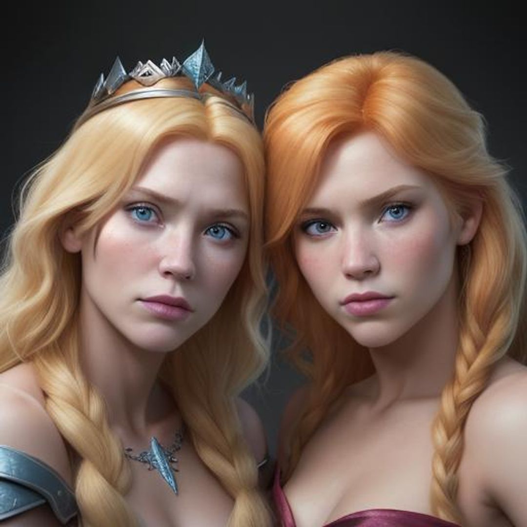 Anna and Elsa, Barbarian Disney Princesses - AI Generated Artwork ...