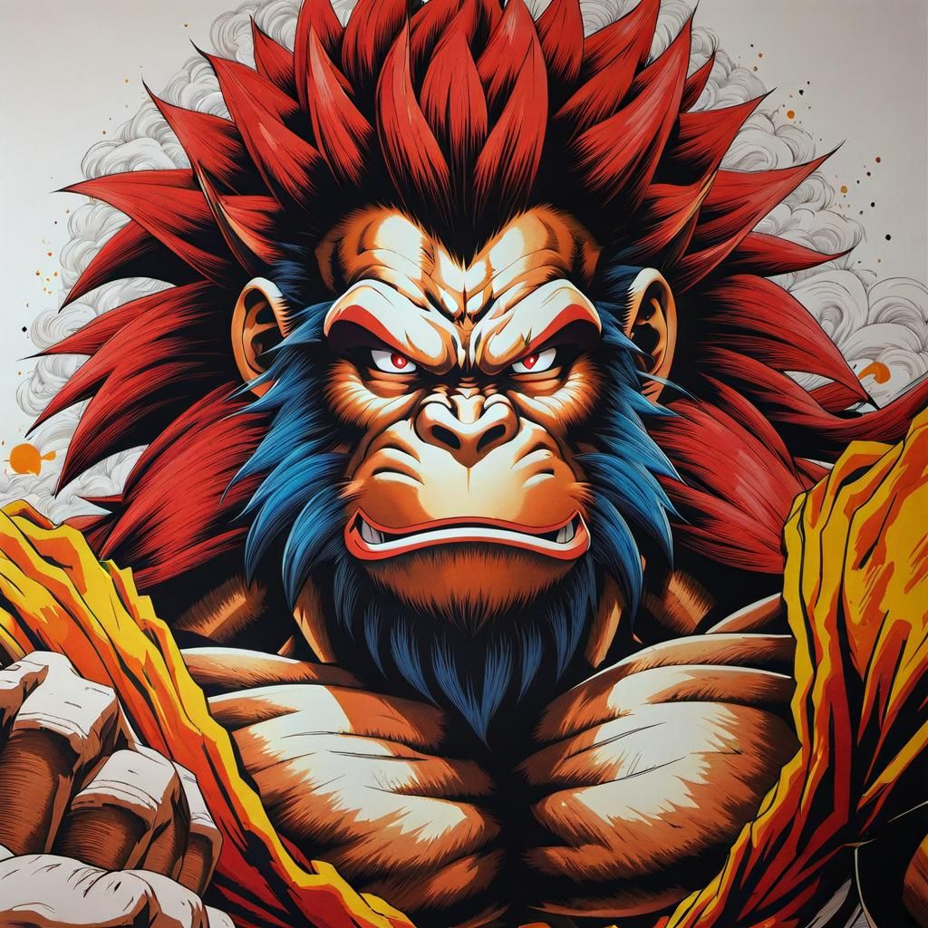 sonGoku as great ape super saiyan 4 (giant) | ink draw by Akira ...