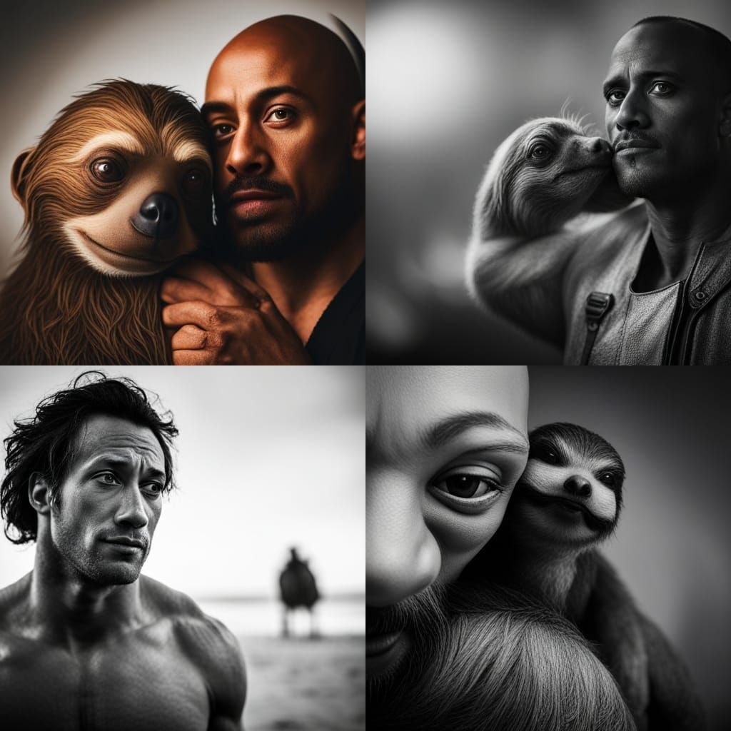 Dwayne The Rock Johnson & the sloth from Ice Age in love Close up ...