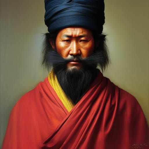 buddhist monk with great moustache - AI Generated Artwork - NightCafe ...