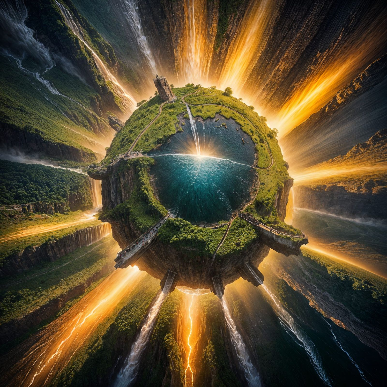 Cosmic Waterfall Cascade from Earth's Core - AI Art