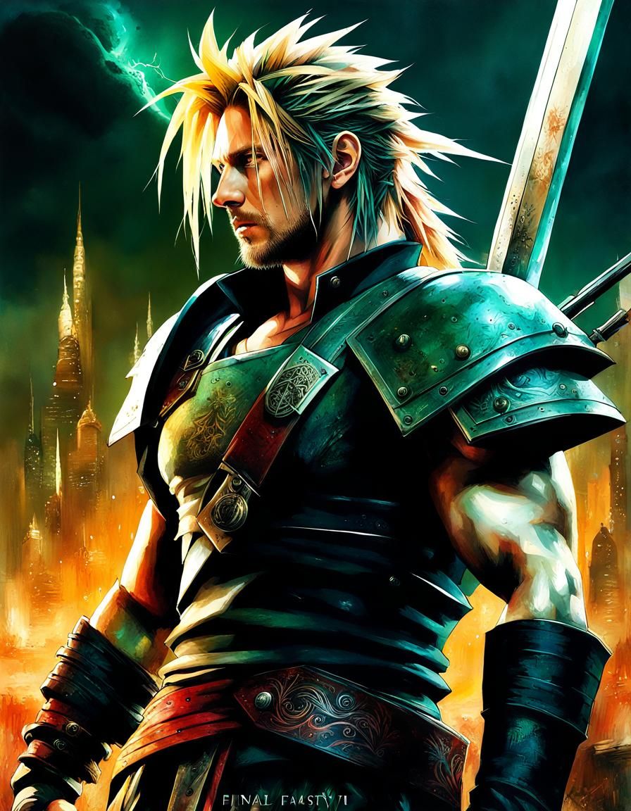 Final Fantasy VII - Cloud Strife Portrait - AI Generated Artwork ...