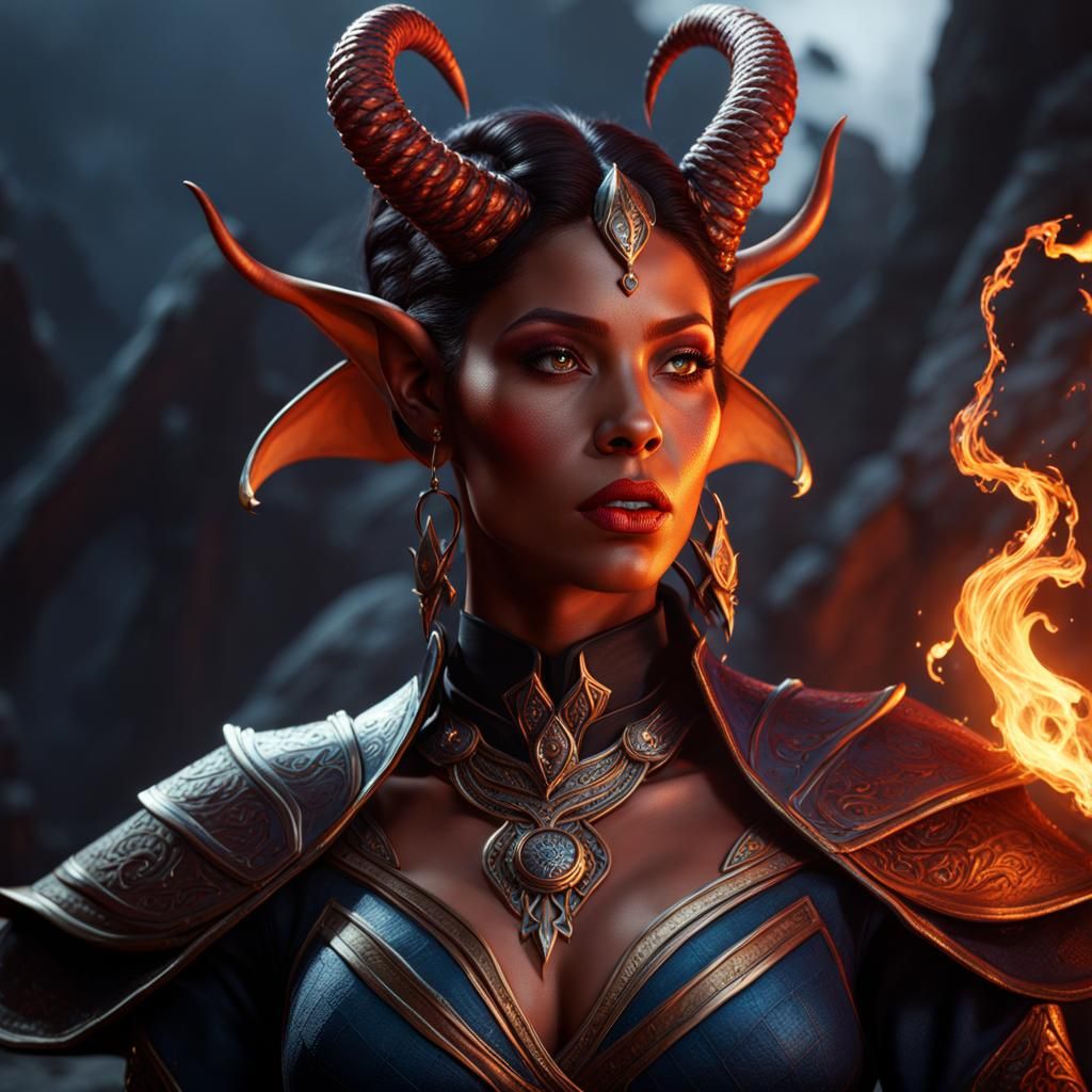 A female draconic Tiefling sorcerer - AI Generated Artwork - NightCafe ...