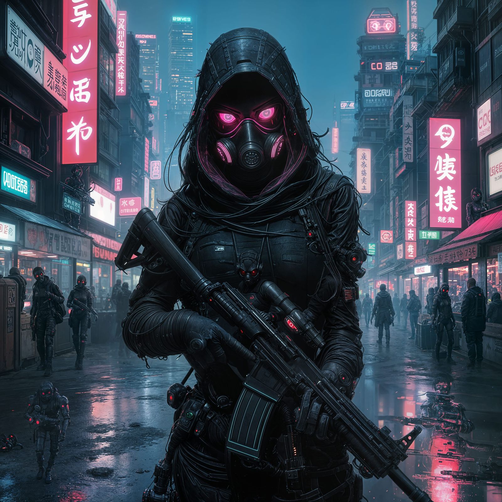 MAXTAC Elite Concept Art. - Glowing Red-Eyed Cyberpunk Oper...