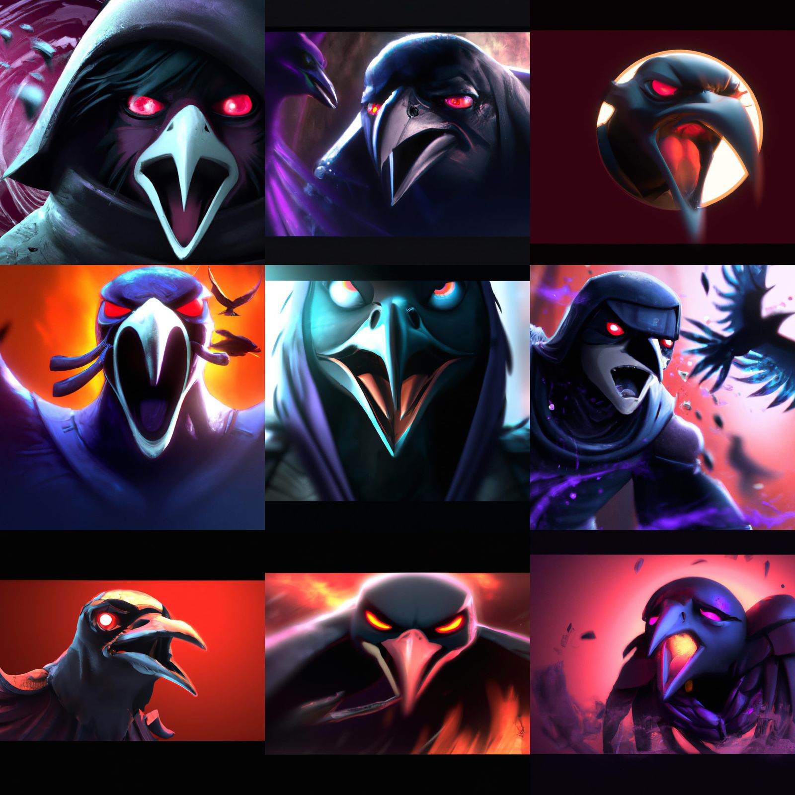 a centered shot of a "Raven" Screaming Bloody Face Anime Ninja In ...