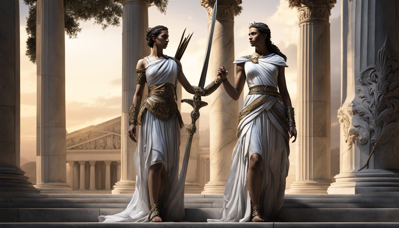 Elegant Stoic Warrior in Ancient Greek Hyperrealis... - AI Art