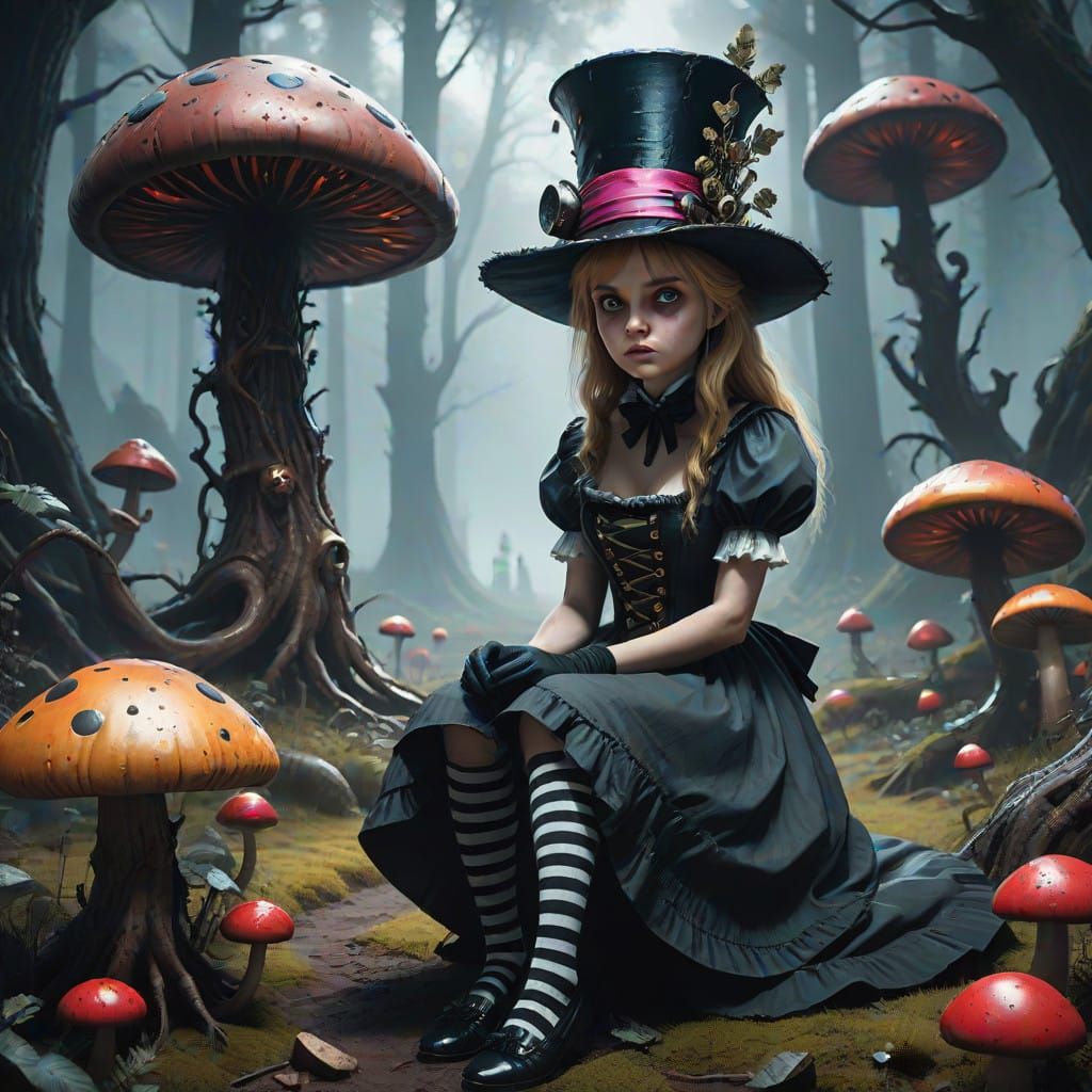 Lonely and sad Alice - Mysterious Victorian Alice in a Dark ...