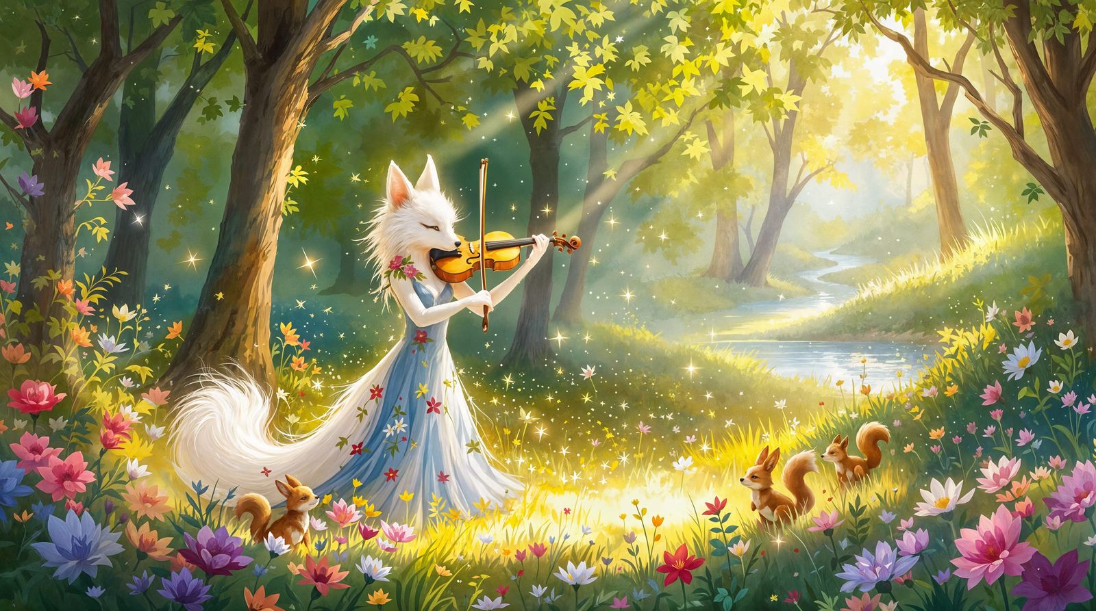 Harmony of the Sunlit Grove - Vibrant Impressionist Scene of...