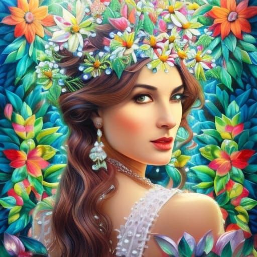 head and shoulders portrait, multidimensional pointille, 8k, beatiful ...