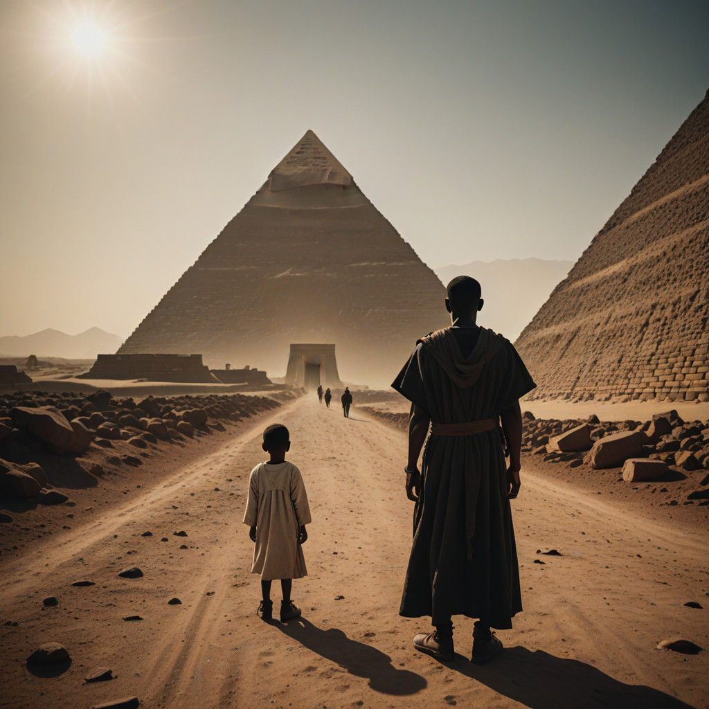 Egyptian Boy Reveals Pyramid's Ancient Secrets - AI Art