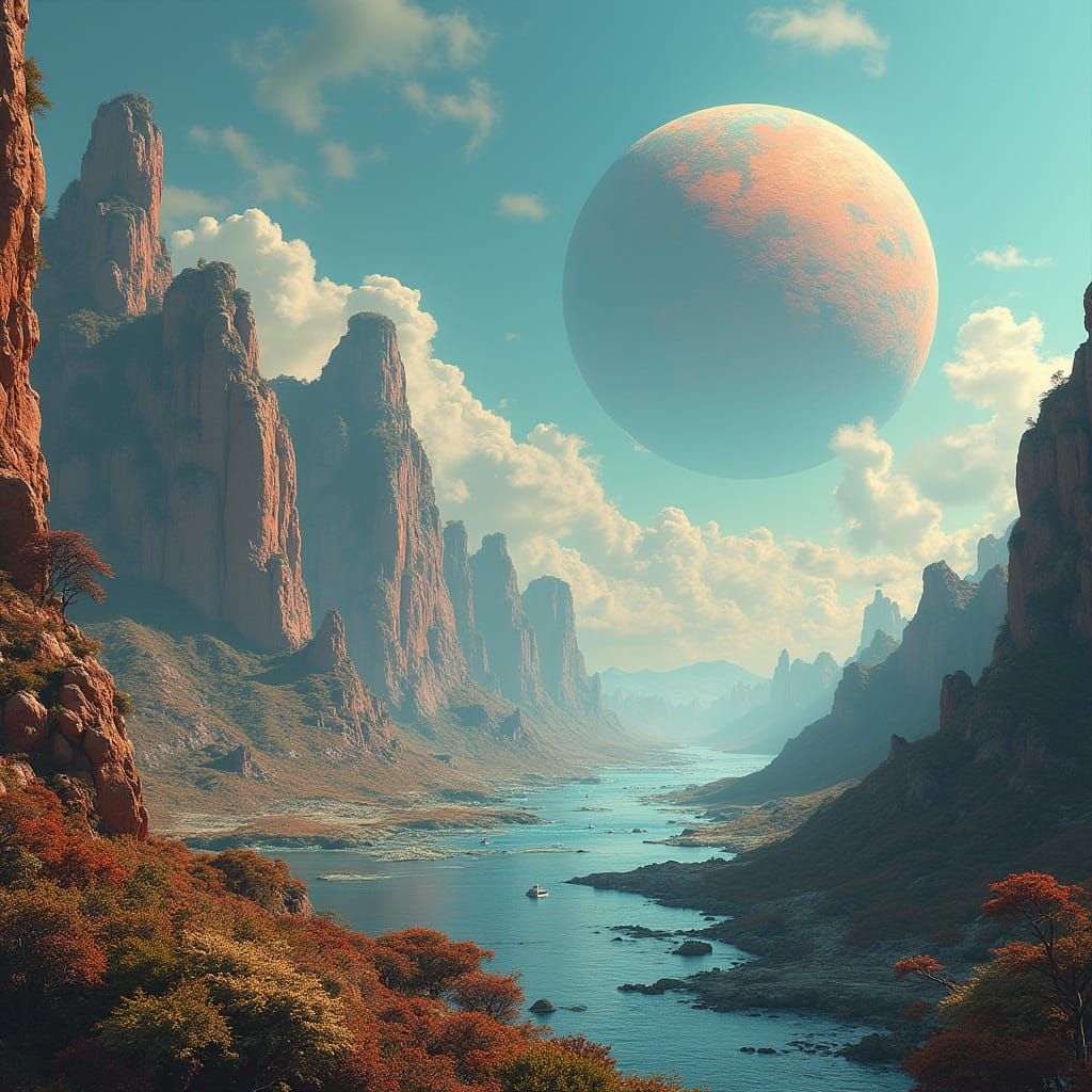 A Photorealistic Alien World Teeming with Life and... - AI Art