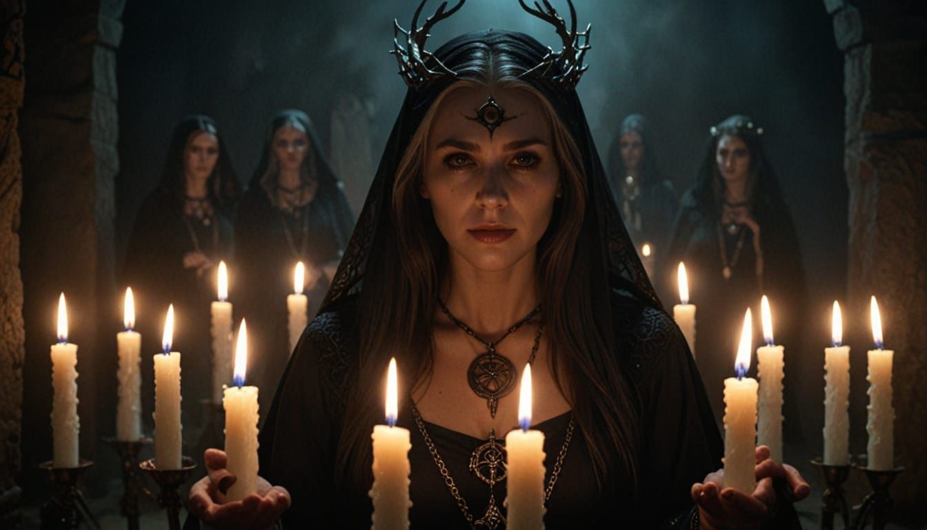 Mystical Wicca High Priestess in Gothic Ritual - AI Art