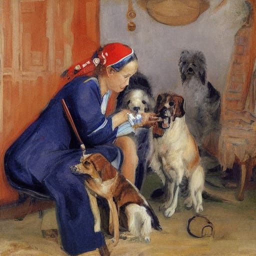 Dogs Take on Human Roles in Medical Mastery - AI Art