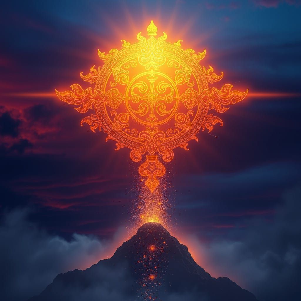 Symbol of Ascent - Ethereal Ascension in Golden Light