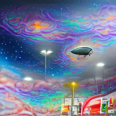 Cosmic Vessel Descends to Terrestrial Realm - AI Art