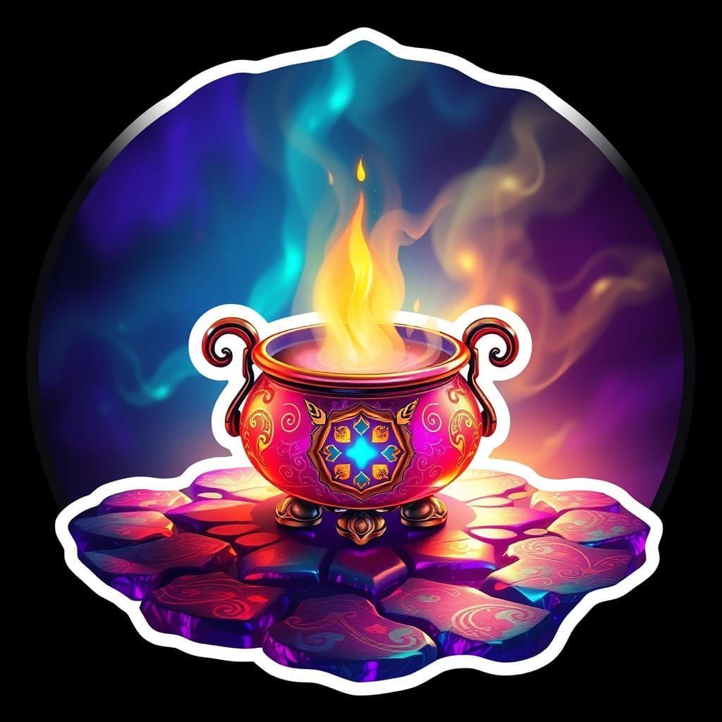 Vibrant Healing Pot Hologram in Fantasy Style - AI Art