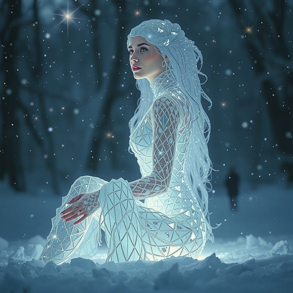 Ethereal Diamond Goddess in Hyper-Realistic Splend... - AI Art