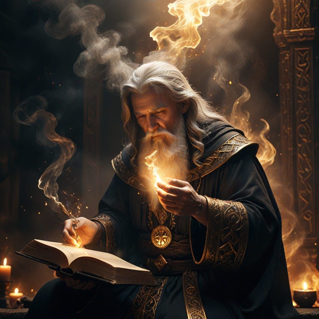 summoning - Gothic Wizard Summoning in Warm Golden Light