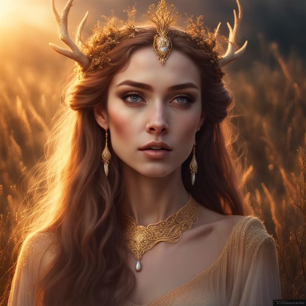 Fae Queen - Ethereal Fantasy Queen in Golden Sunset Light