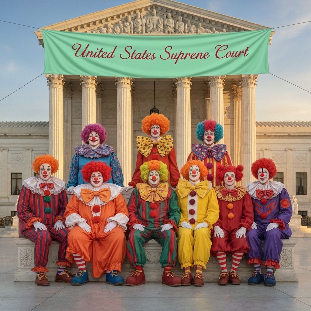Clowns at the Supreme Court: A Rockwell-esque Scen... - AI Art