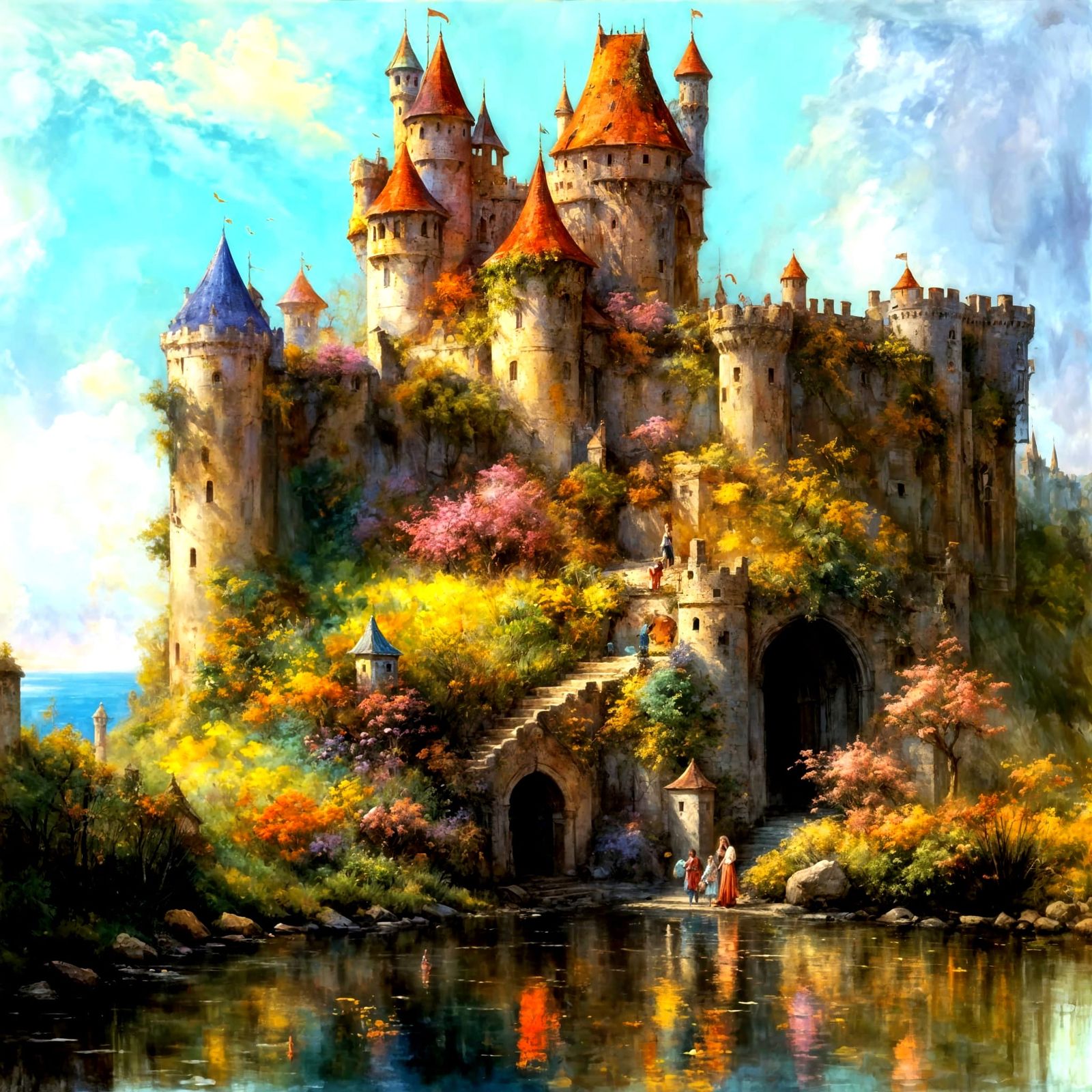 Colorful fntasy castle, 🧚🏻‍♀️🏰 Rackham, Dulac, pino daeni