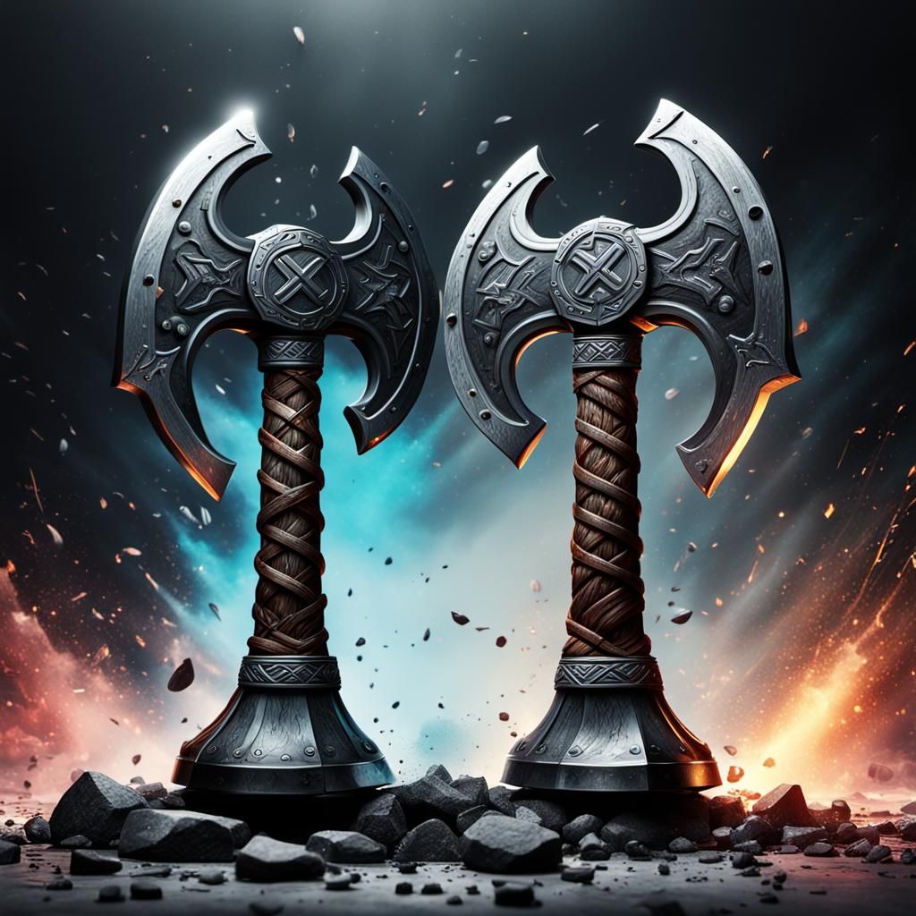 two big axes - AI Generated Artwork - NightCafe Creator