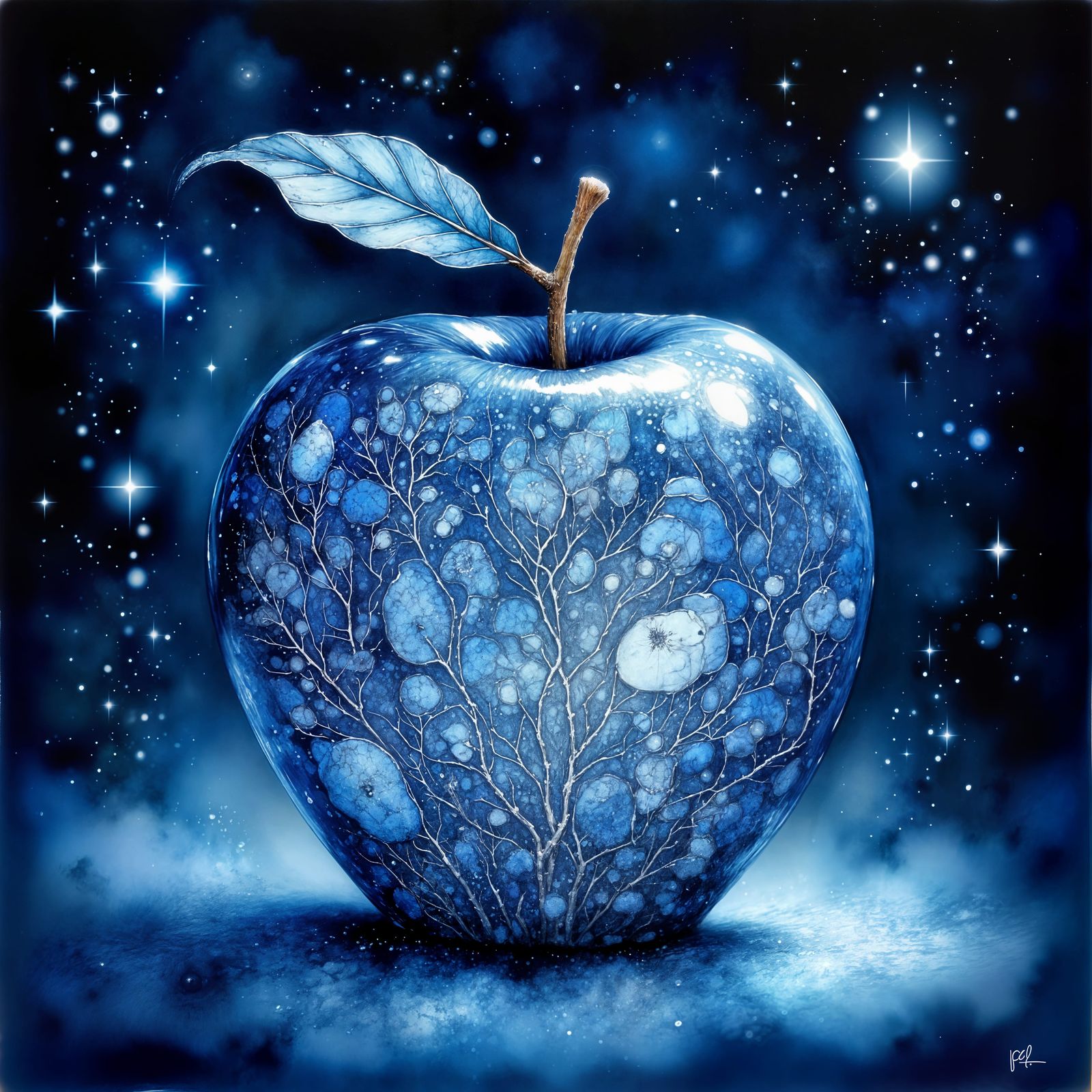 Zentangle blue glass apple - Zentangle blue glass apple
