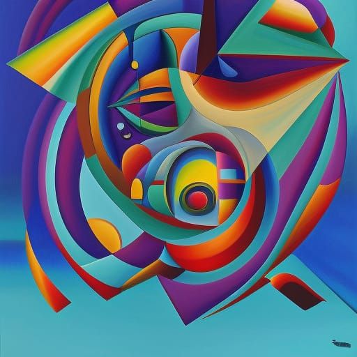 Ufos, space ship. cubist painting, Neo-Cubism, layered overlapping ...