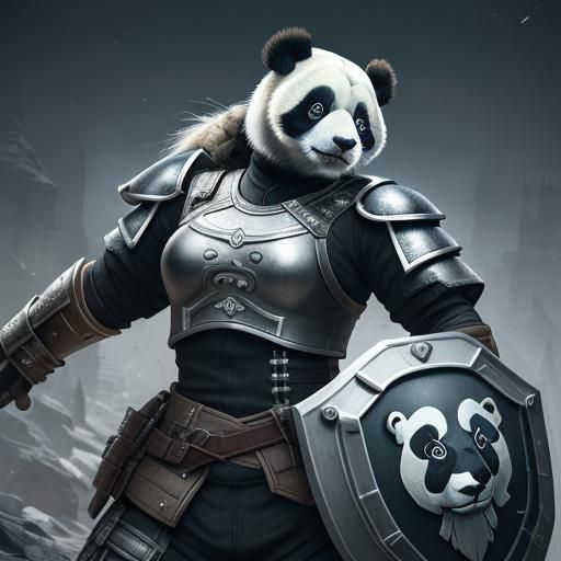 Panda shield maiden - AI Generated Artwork - NightCafe Creator