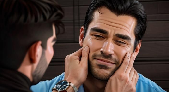 Handsome man getting his cheeks squished - AI Generated Artwork - NightCafe Creator