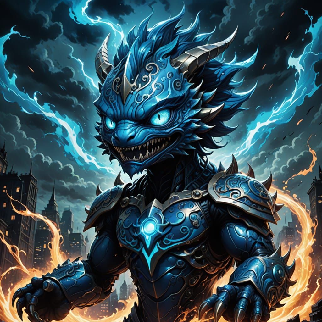 Chibi Leviathan with black flames - Chibi Leviathan Illumina...