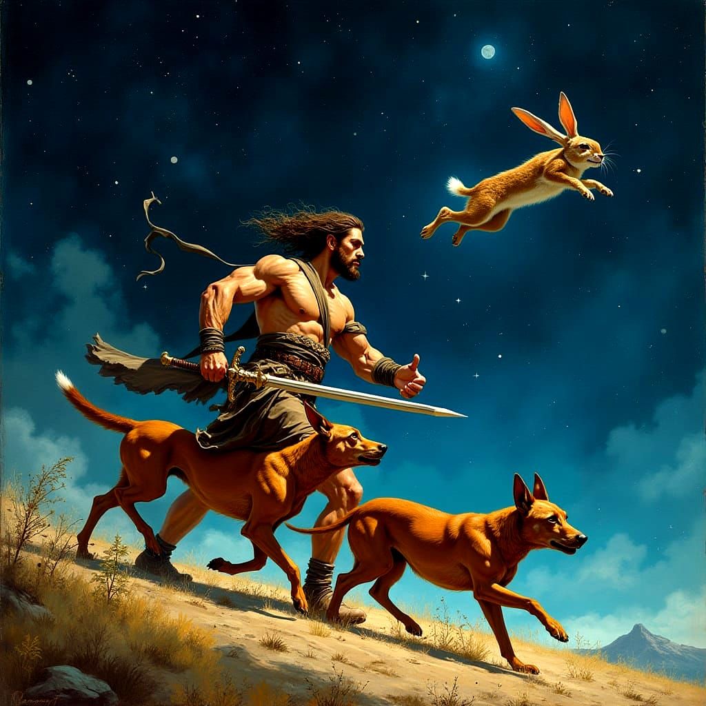 Orion and His Companions Chase Lepus in the Night ... - AI Art