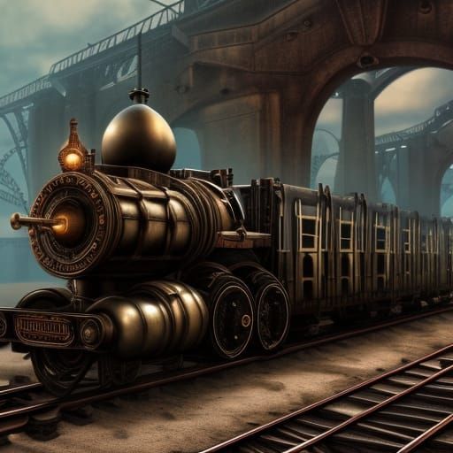 Steampunk Train - AI Generated Artwork - NightCafe Creator