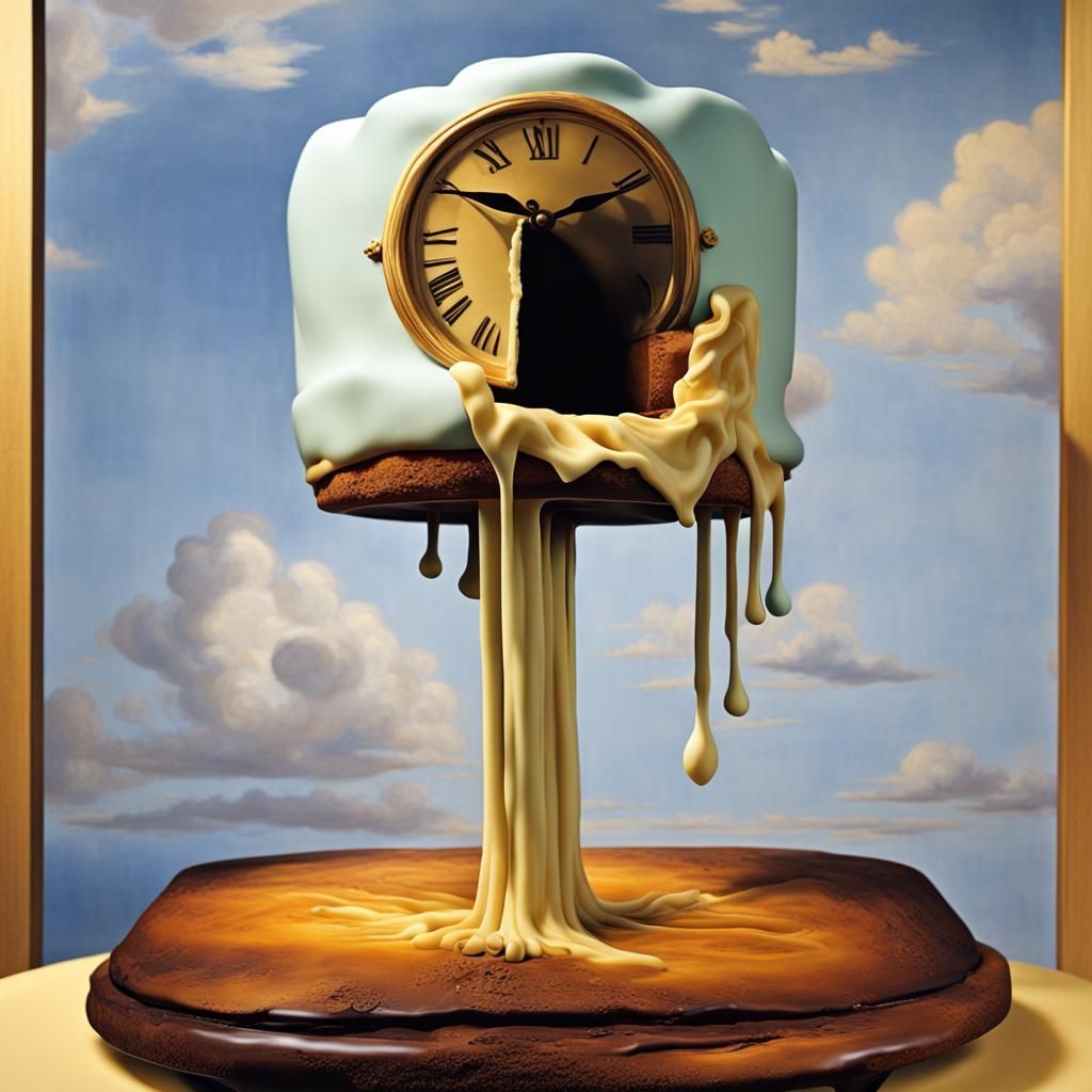 16k resolution, art by Salvador Dali, René Magritte, surreal cake ...