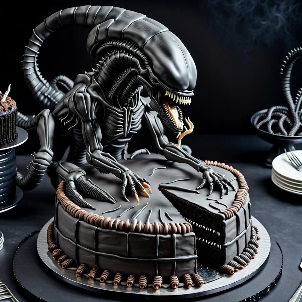 Cut into a Xenomorph Cake - Cut into a Xenomorph Cake