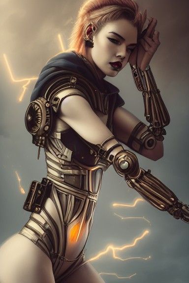 Symmetry!! Artgerm, WLOP, Greg Rutkowski; Valkyrie, roses, lightning, smoke, Nuclear, dieselpunk ...