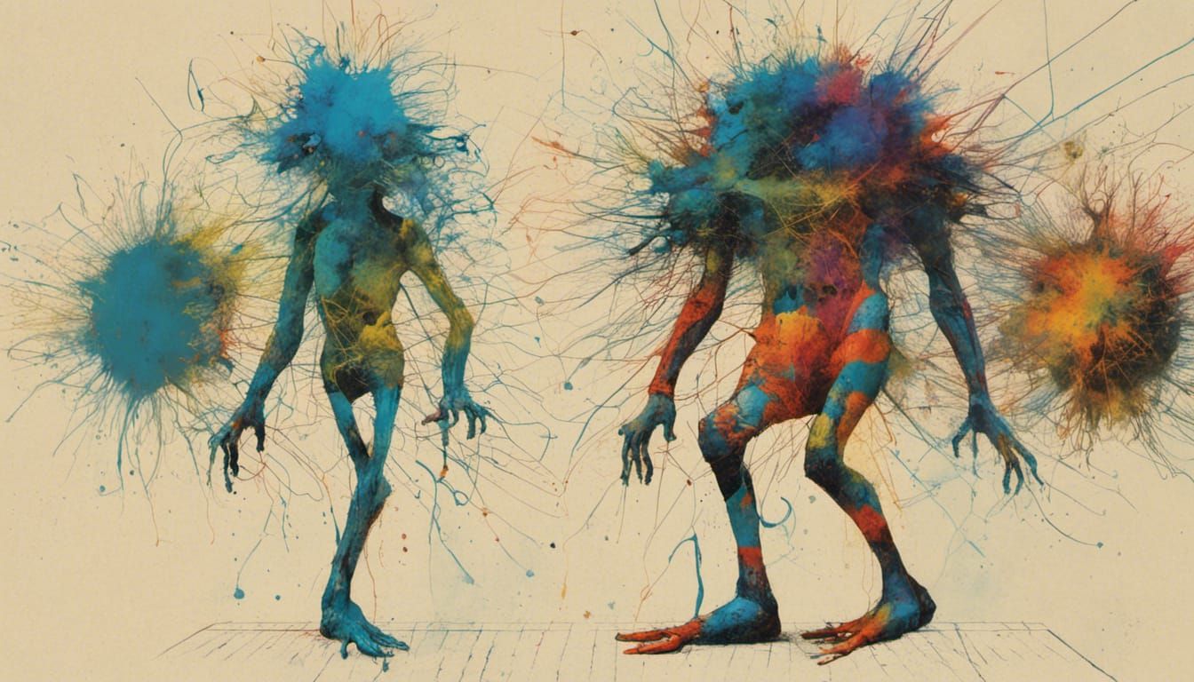 Exploding Ink Monsters Dancing on the Paper - AI Generated Artwork ...