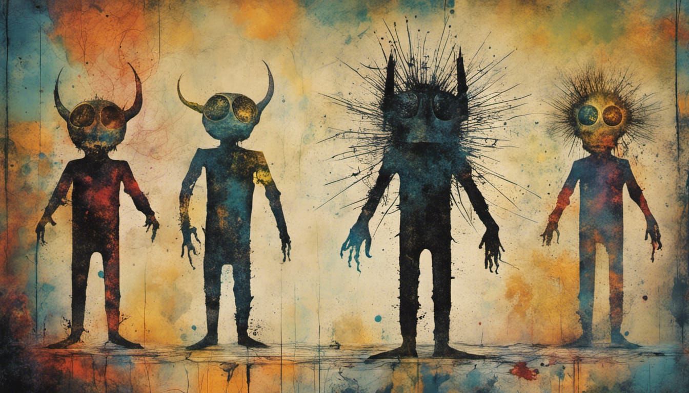 Exploding Ink Monsters Dancing on the Paper VIII - AI Generated Artwork ...