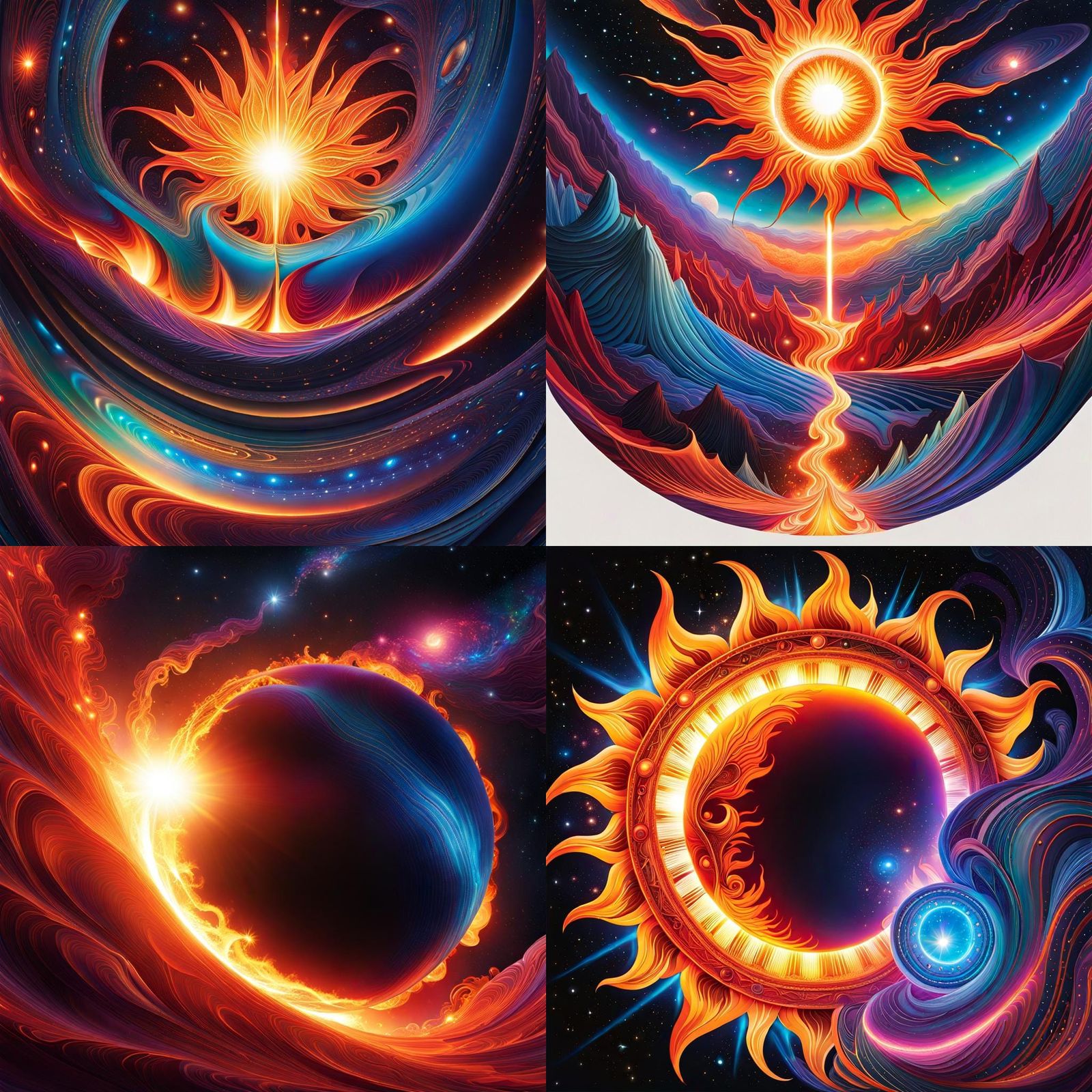 The sun melting dripping liquid fire into the The fabric of space and ...