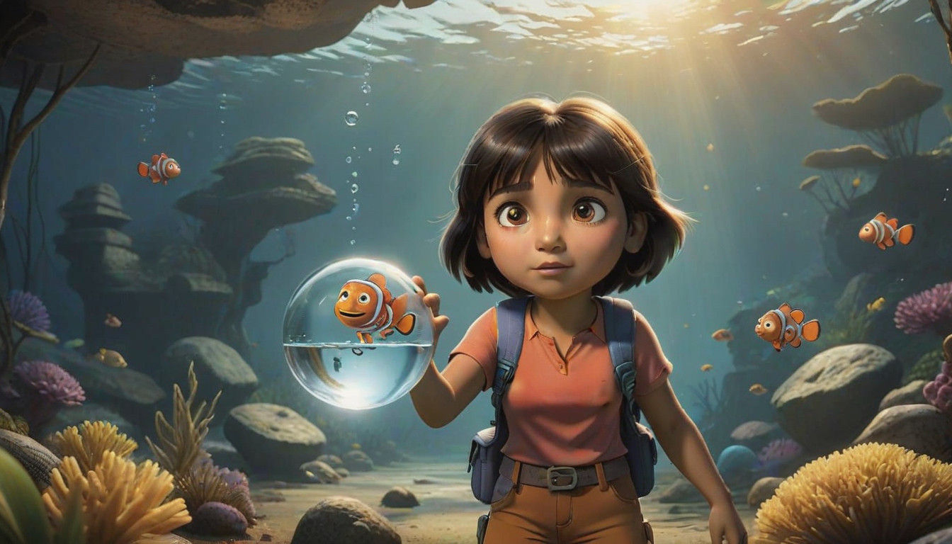 Dora's Baffling Encounter with Nemo in a Cinematic... - AI Art
