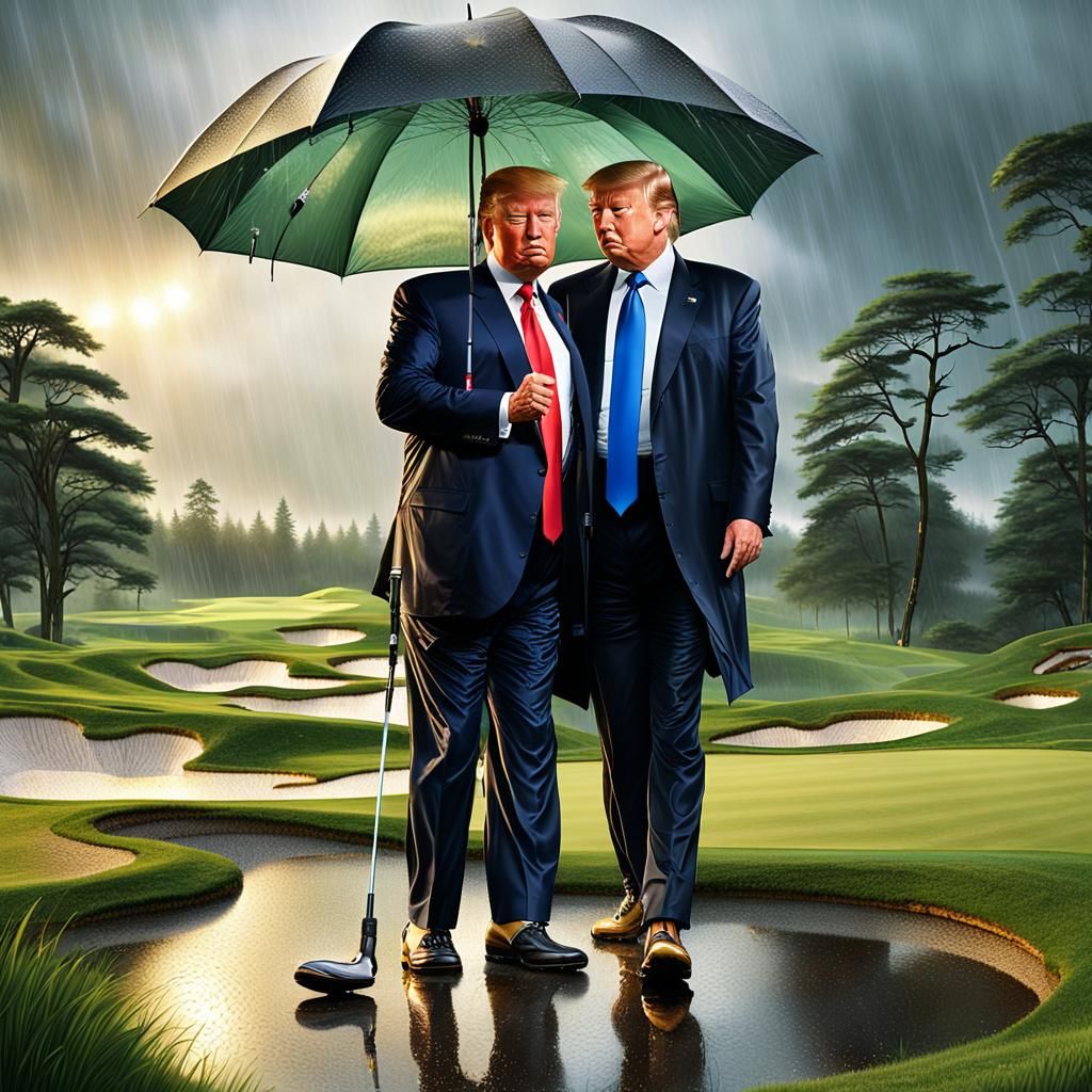 Donald Trump with an umbrella - Hyper-Realistic Donald Trum...