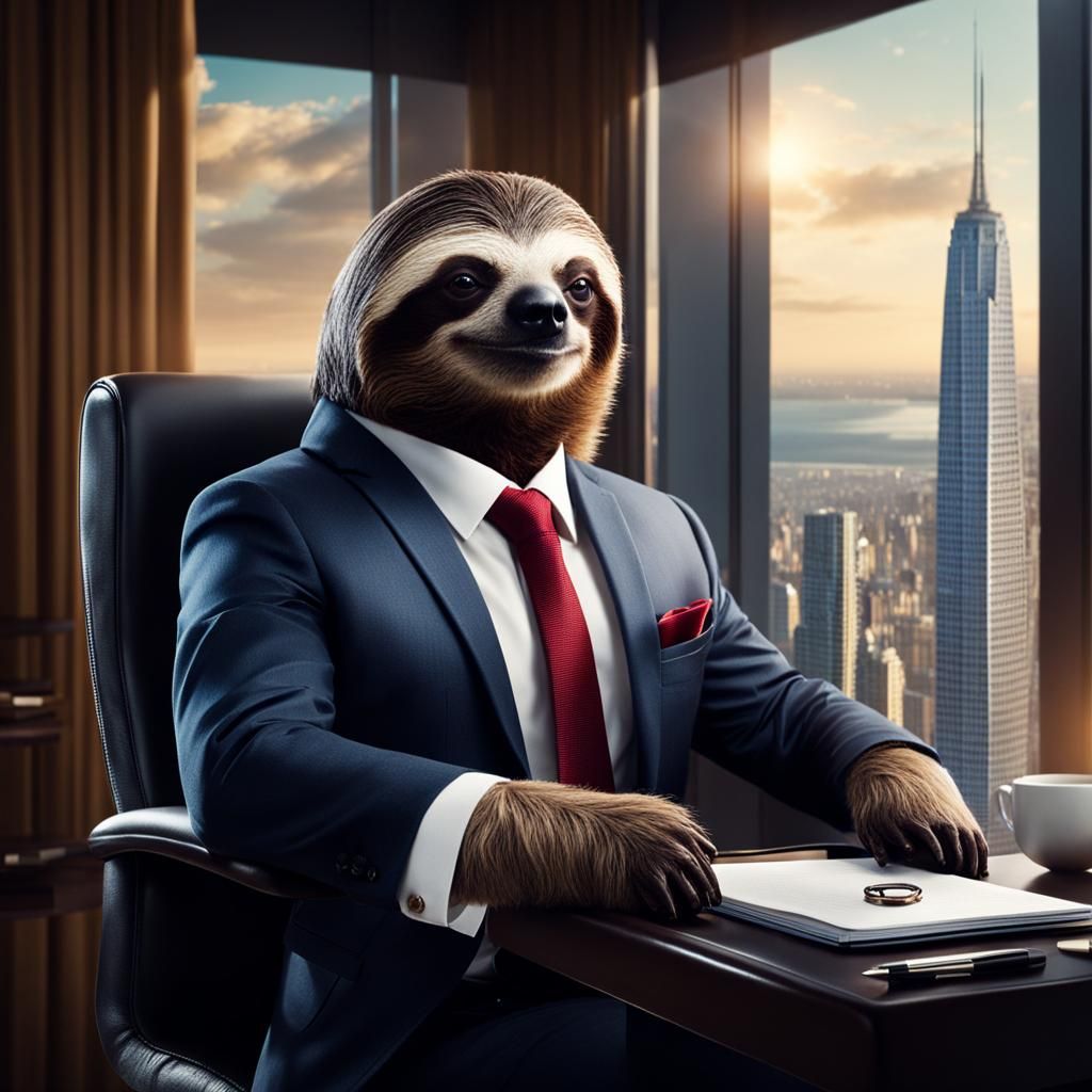 Executive Sloth - Successful Executive Sloth in Elegant Offi...