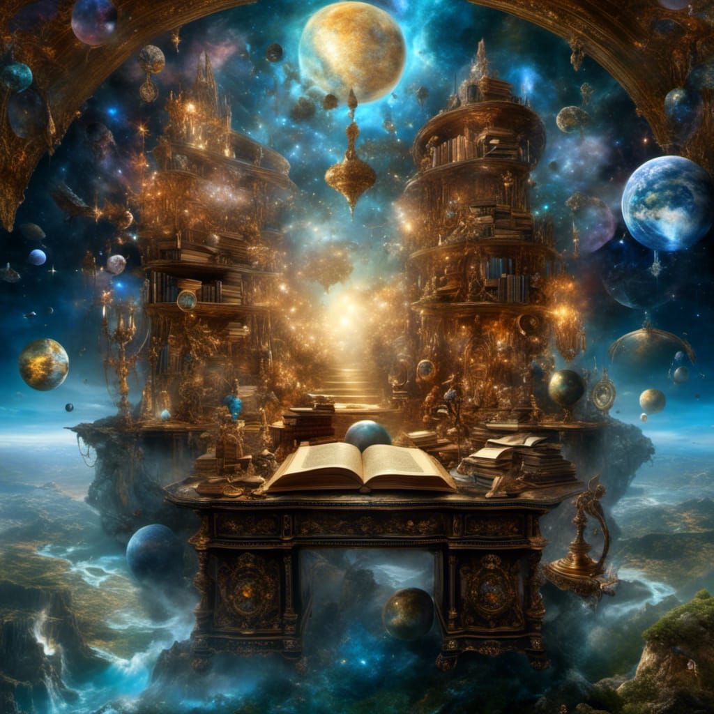 Magical Desk - Enchanted Study Desk in Whimsical Mixed Media...