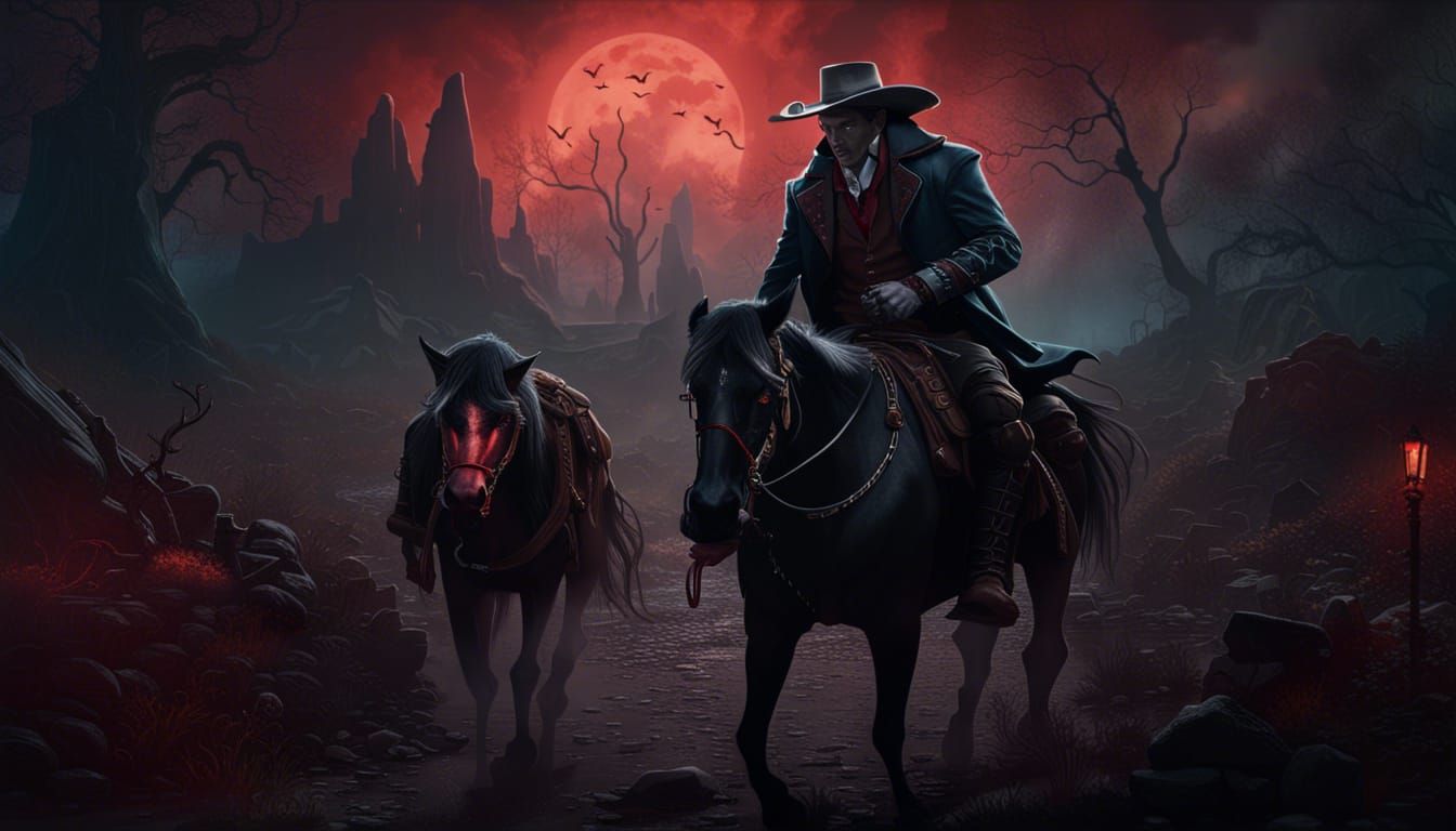vampire cowboy hunts - AI Generated Artwork - NightCafe Creator
