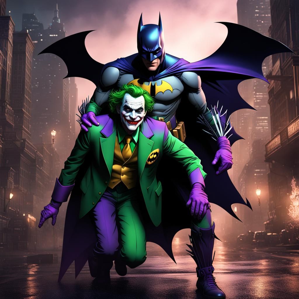 Batman arresting the Joker. - AI Generated Artwork - NightCafe Creator