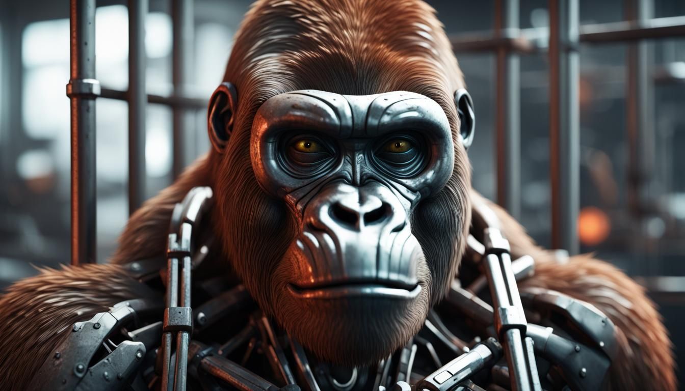 Cyborg Gorilla - AI Generated Artwork - NightCafe Creator