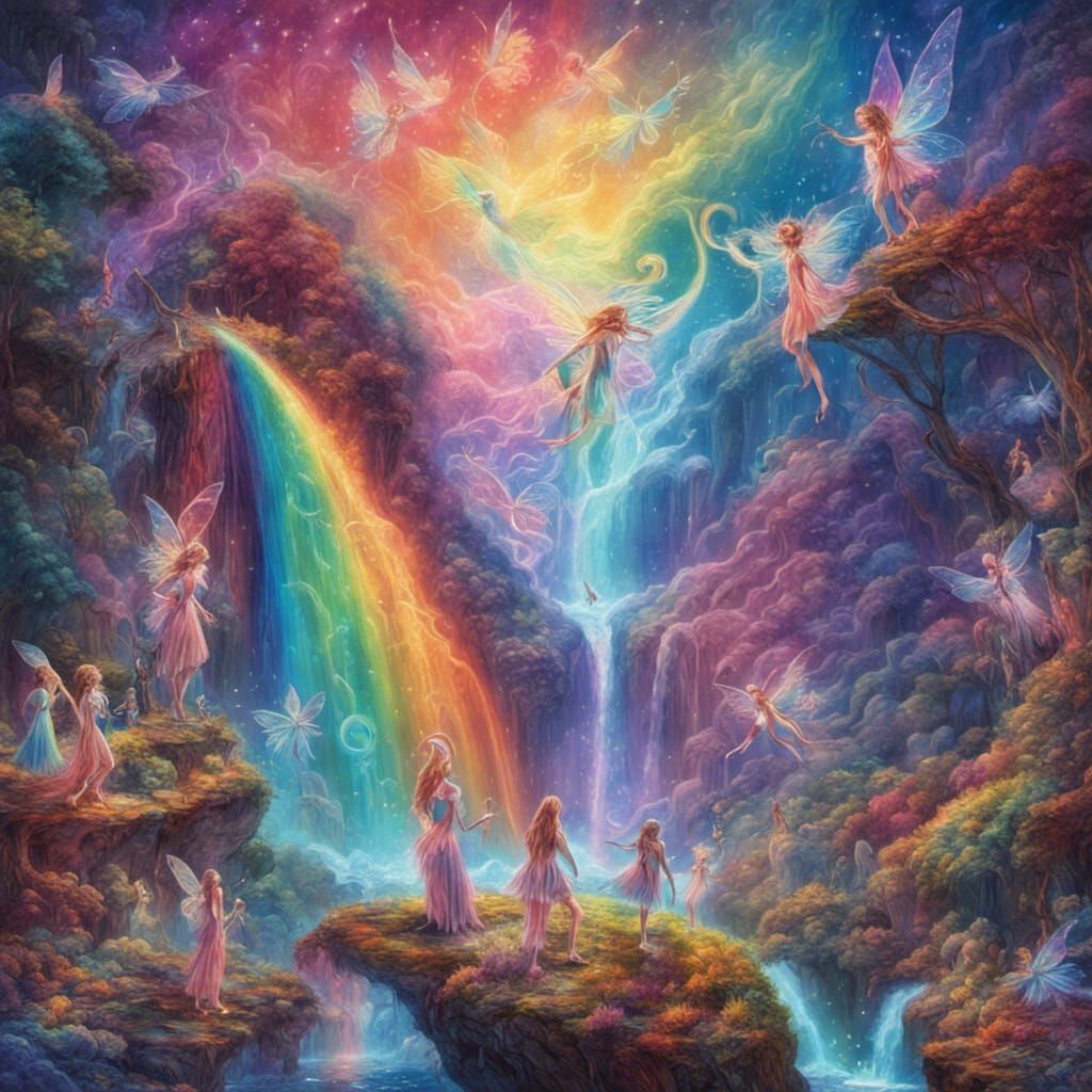 Rainbow fairies - AI Generated Artwork - NightCafe Creator
