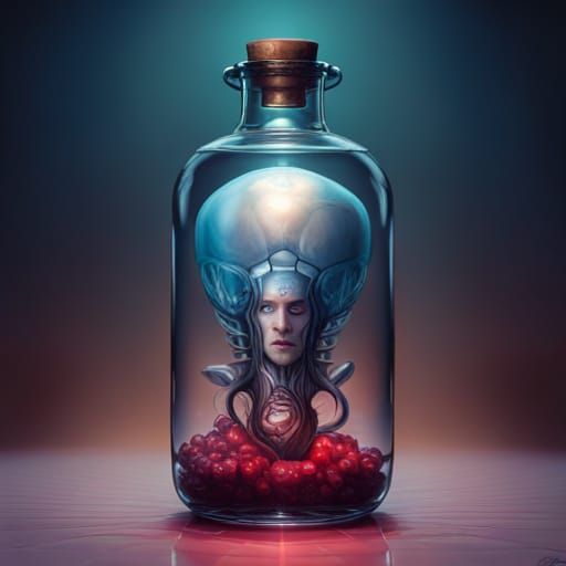 Alien in a Bottle - AI Generated Artwork - NightCafe Creator