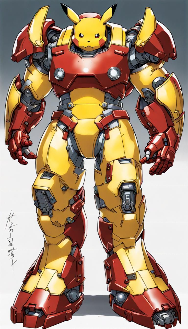 "pikachu hulkbuster armor" by mamoru nagano and todd mcfarlane, anime ...